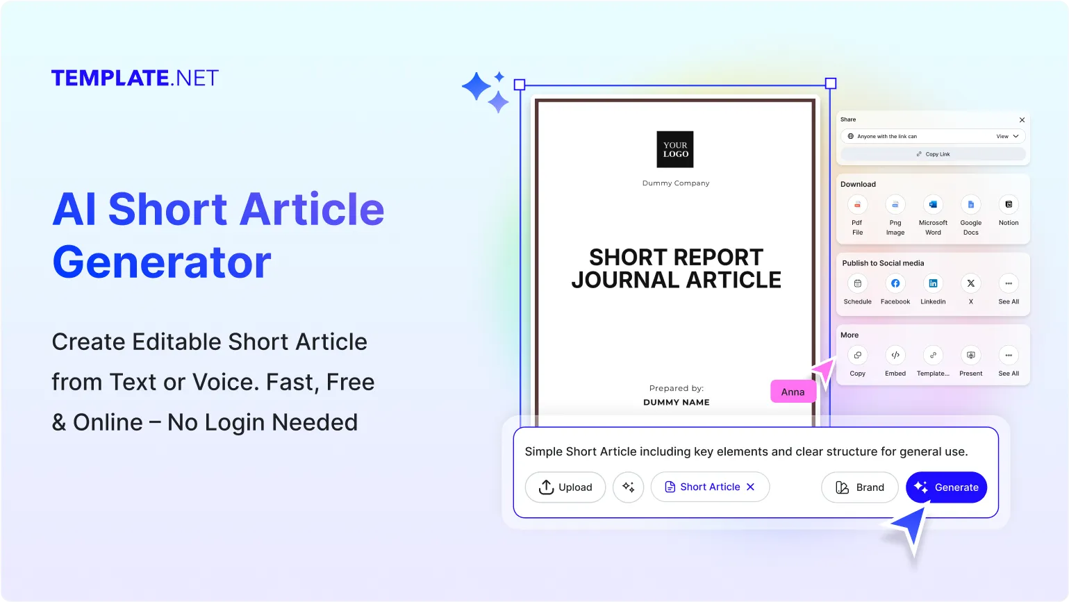 Free AI Short Article Generator, Free Short Article Writer Online
