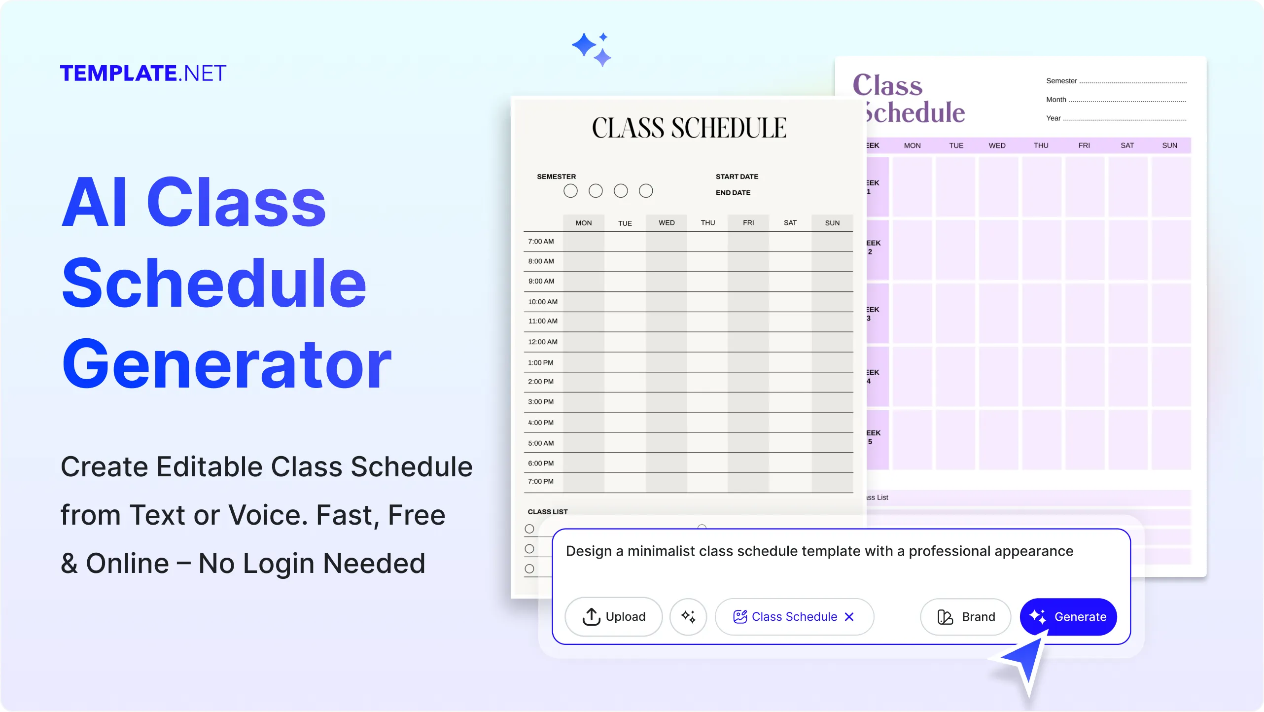 Free AI Class Schedule Generator, Smart Class Timetable Planner Online