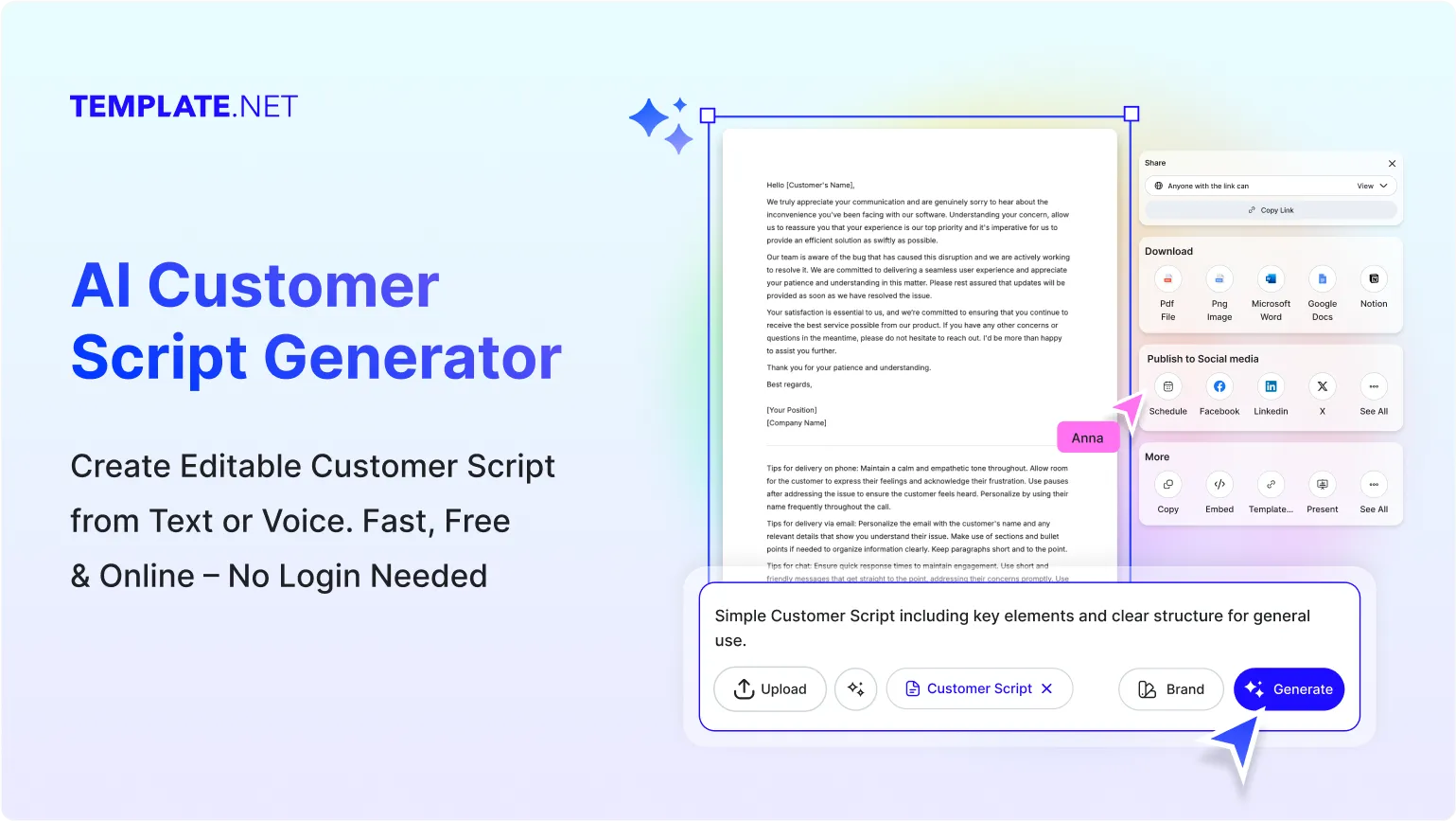 Free AI Customer Script Generator, Online Script Writing Tool
