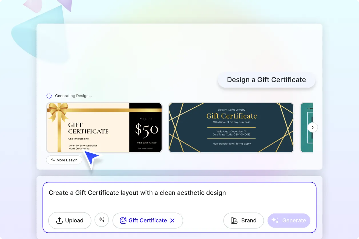 Free AI Gift Certificate Generator, Free Gift Certificate Maker Online