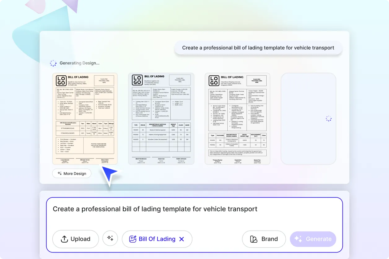 Free AI Bill of Lading Generator, Free Bill of Lading Maker [ No Signup ]