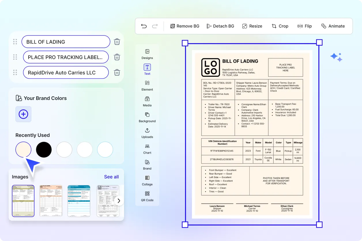 Free AI Bill of Lading Generator, Free Bill of Lading Maker [ No Signup ]