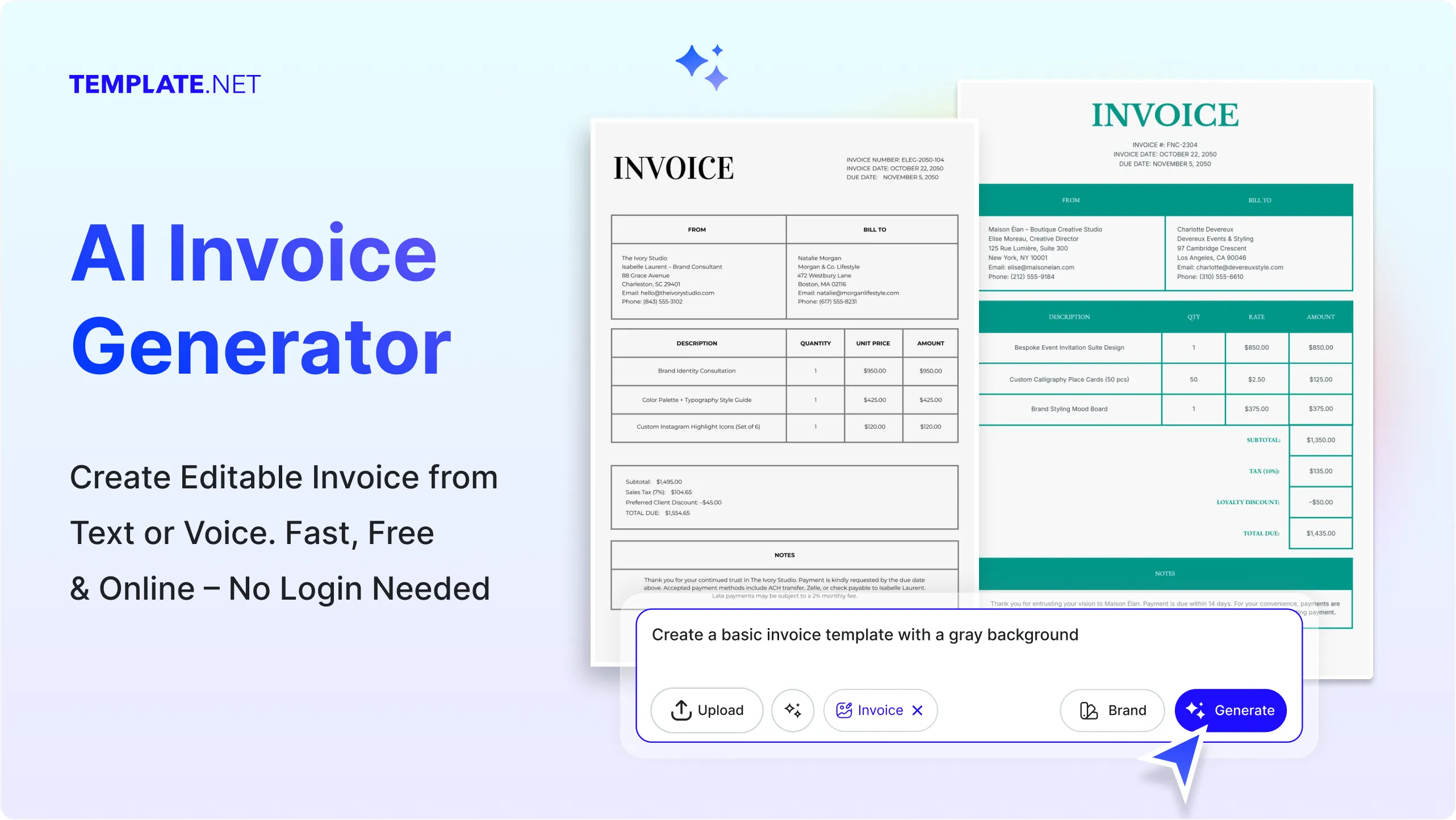 Free AI Invoice Generator, Invoice Maker Tool [ No Signup ]