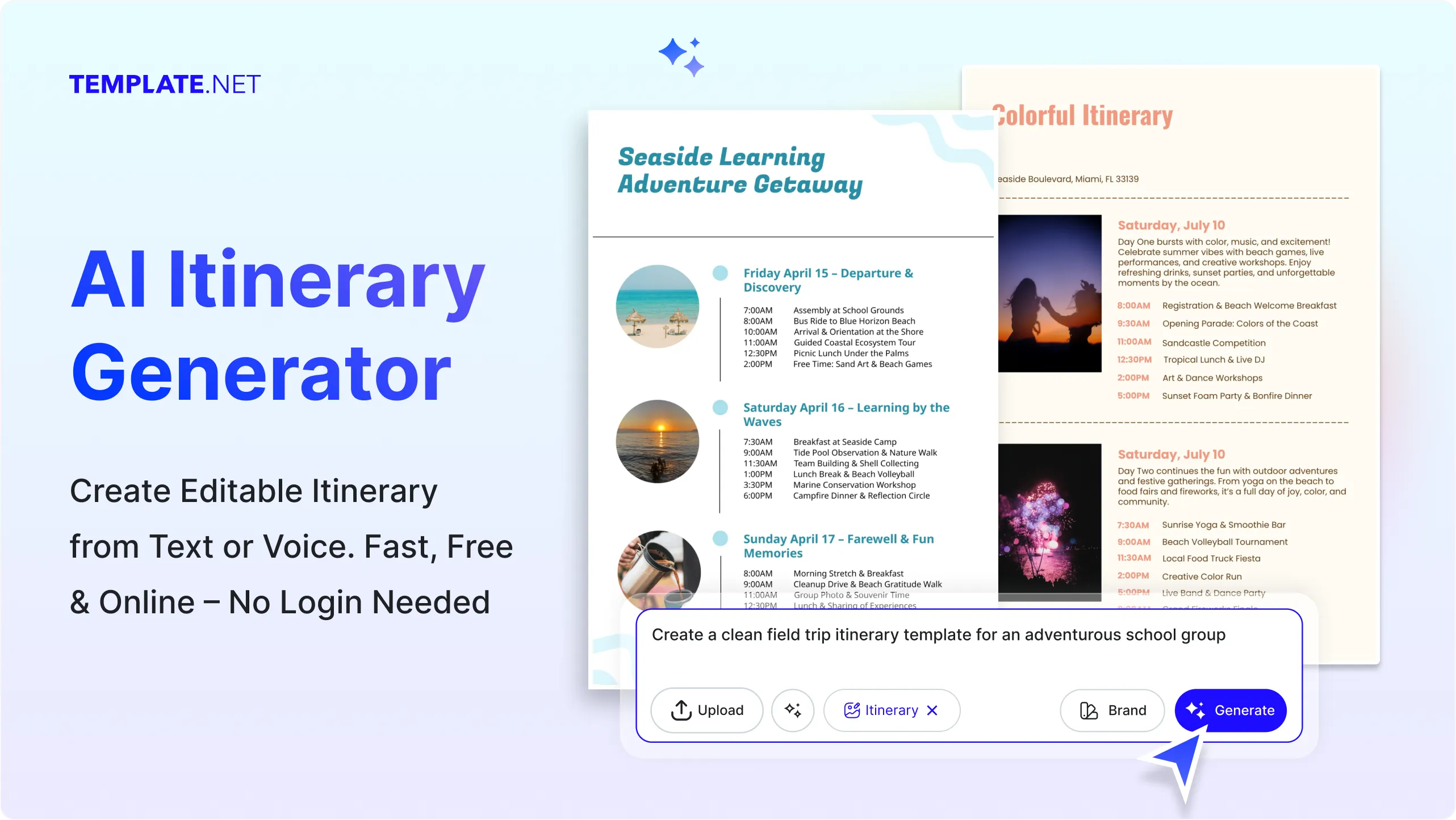 Free AI Itinerary Generator, Free AI Travel Itinerary Maker Online