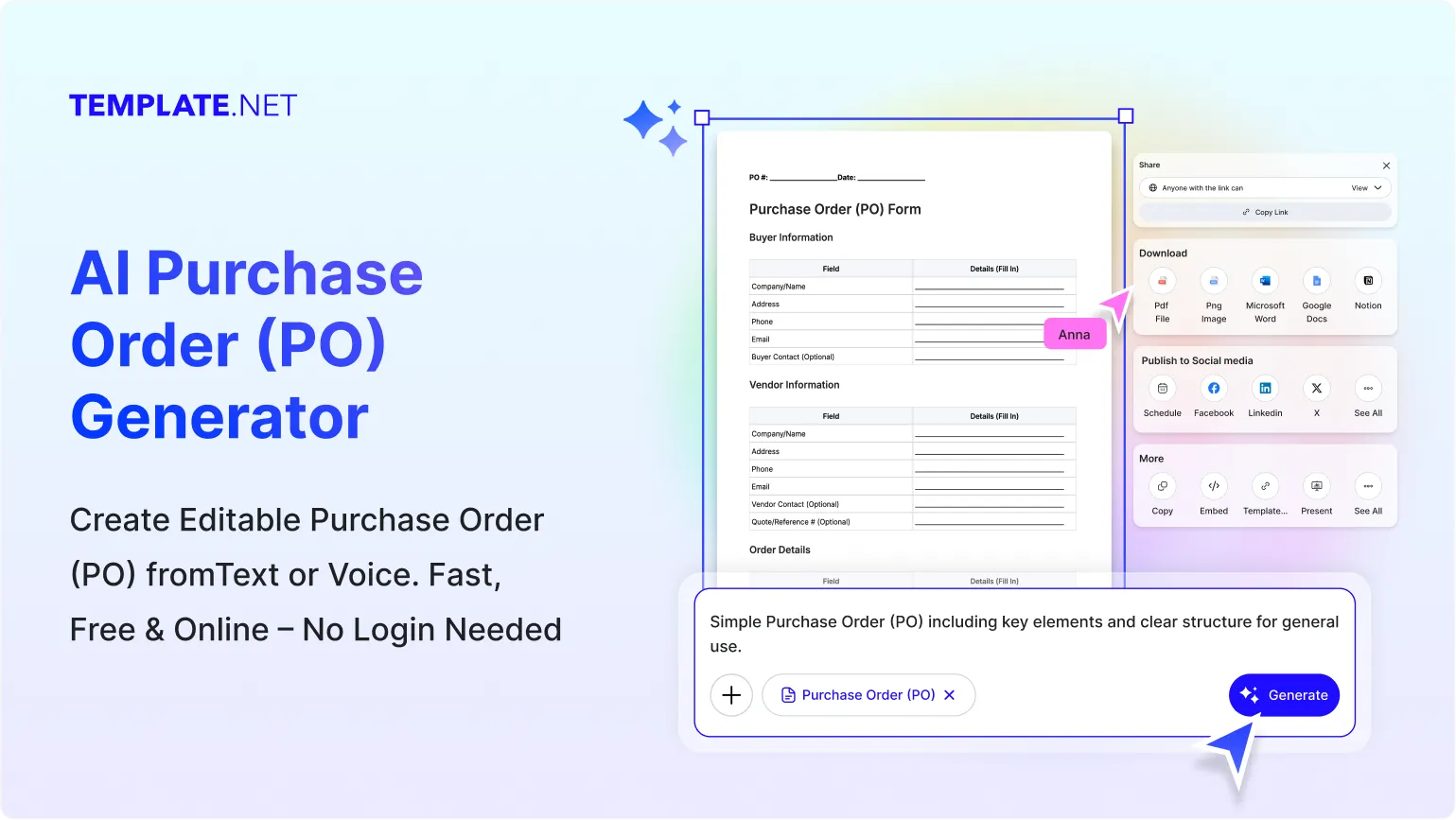Free AI Purchase Order Generator Online, Create PO Documents Instantly