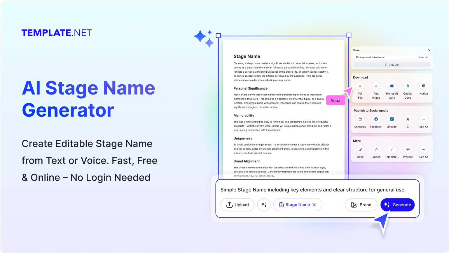 Free AI Stage Name Generator, Free Stage Name Maker [ No Signup ]