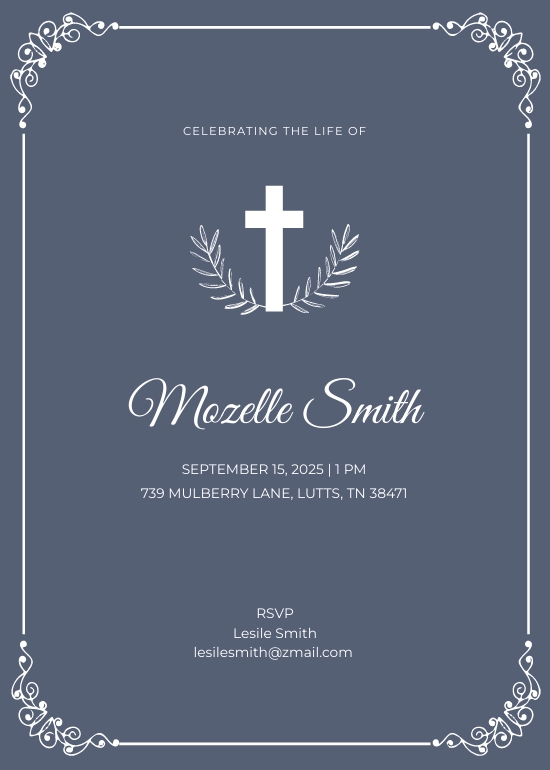 Free Personalized Funeral Announcement Invitation Template - Download in Word, Google Docs ...