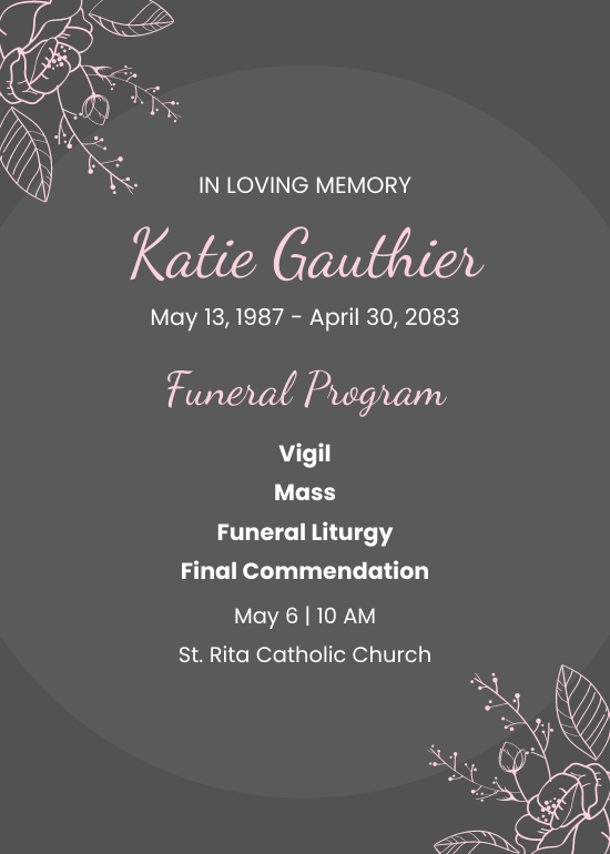 Free Church of Christ Funeral Service Program Template - Download in ...