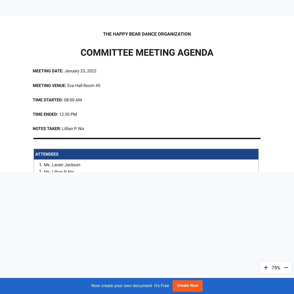 Committee Meeting Agenda Template - Download in Word, Google Docs ...