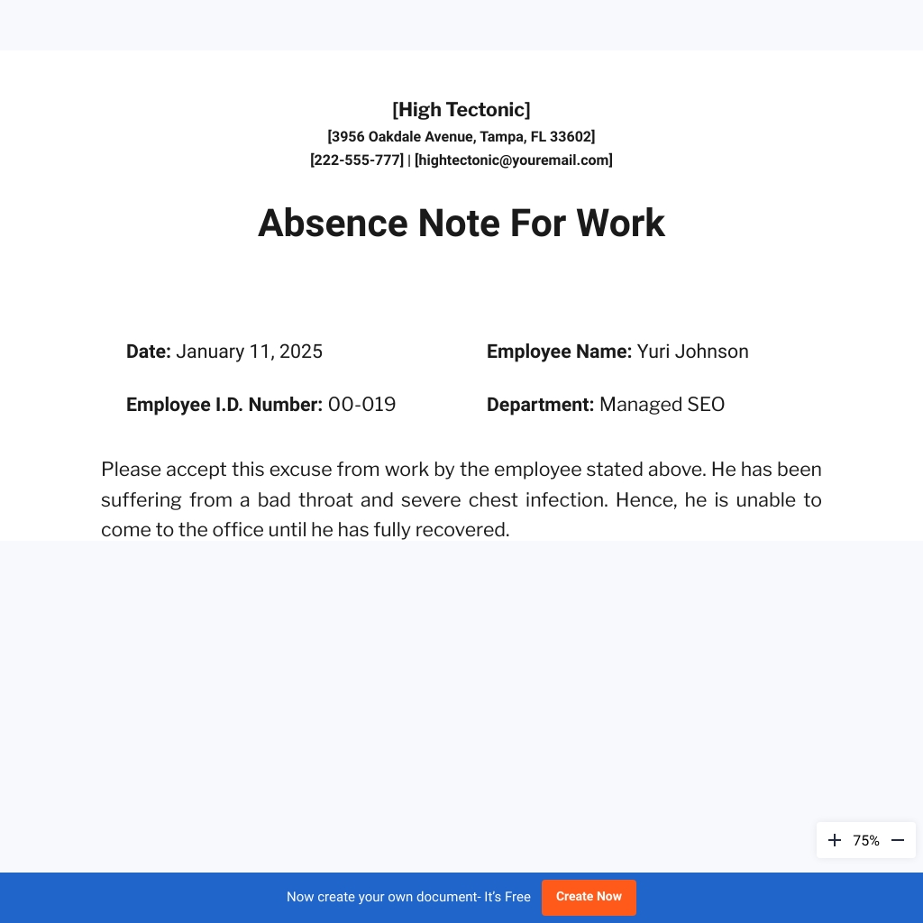 Formal Excuse Letter for Absence - Download in Word, Google Docs, PDF ...