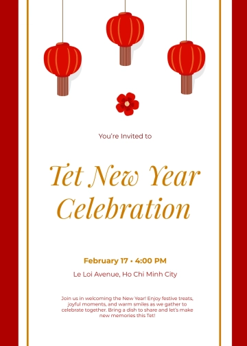 Free Tet Party Invitation Template to Edit Online