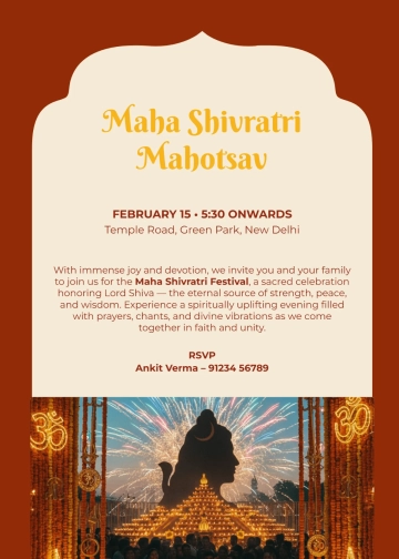 Free Maha Shivratri Festival Invitation Template to Edit Online