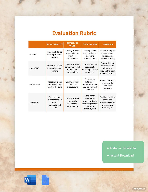 Blank Rubric Template – 29+ Free Printable PDF, Word, Excel Format Download