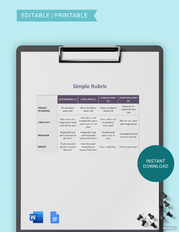 Blank Rubric Template – 29+ Free Printable PDF, Word, Excel Format Download