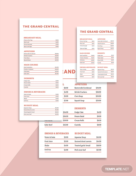 Hotel Menu - 10+ Free Templates in AI, PSD, MS Word, Pages