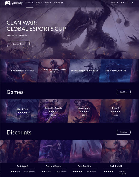 45+ Gaming Website Themes & Templates