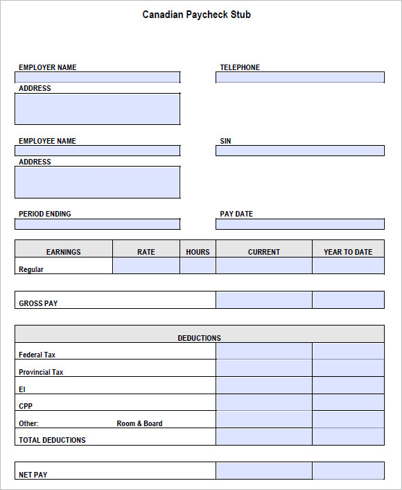 Pay Stub Template Excel Templates