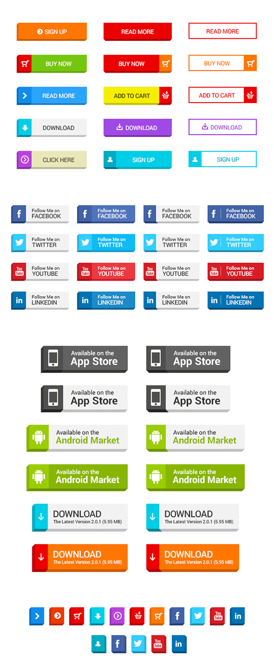 114 Flat Design Buttons, Elements & UI Kits for Graphic Designers ...