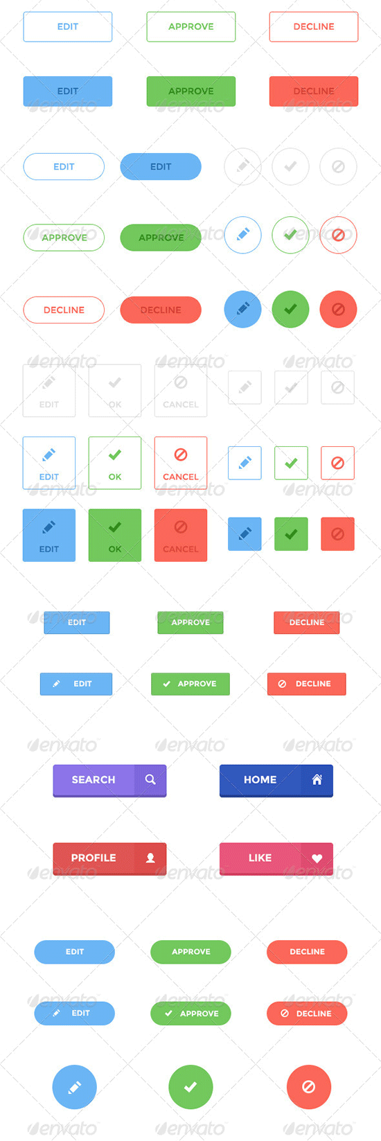 114 Flat Design Buttons, Elements & UI Kits for Graphic Designers