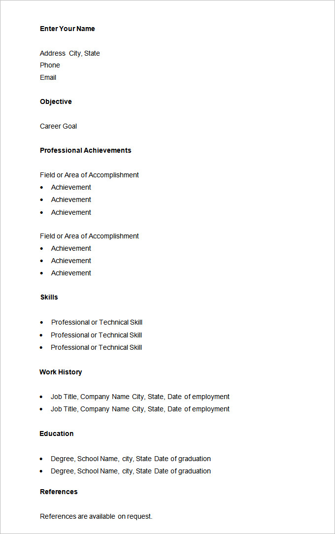 54+ Basic Resume Templates - PDF, DOC, PSD