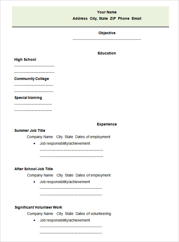 Blank Resume Templates
