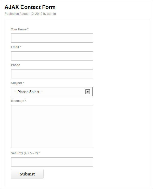 Php Contact Form Template Free Download Printable Templates