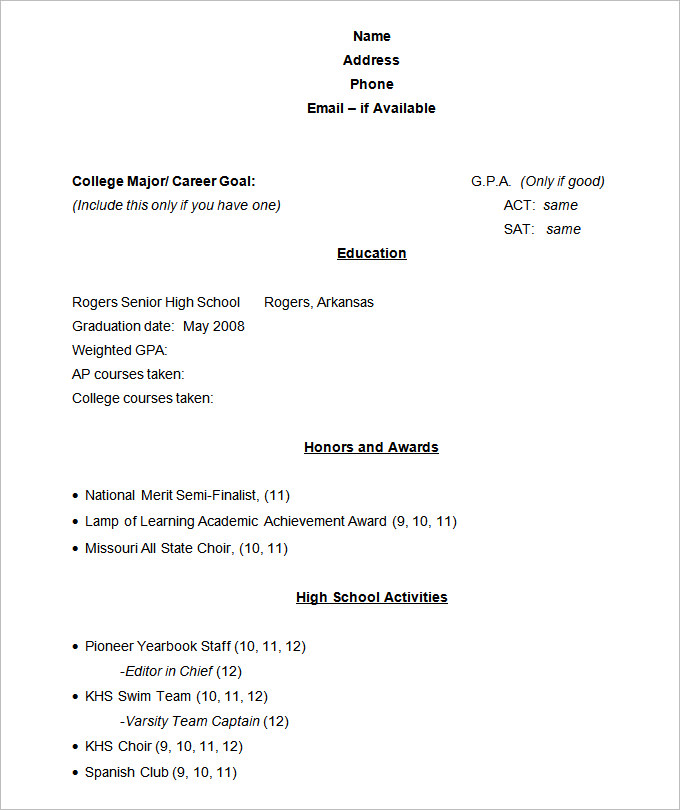 Free 27+ Student Resume Templates, PDF, DOC