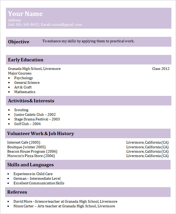 Free 27+ Student Resume Templates, PDF, DOC