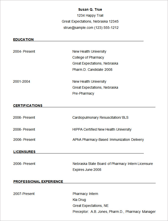 Simple Resume Format Download In Ms Word For Job Simple Resume Format In Word Template 
