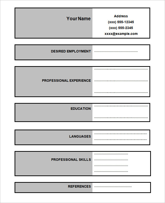 48+ Blank Resume Templates - DOC, PDF
