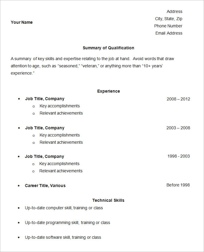 Job Resume Sample Format