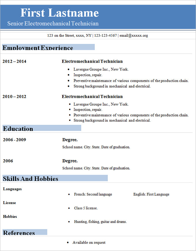 Simple Resume Template - 47+ Free Samples, Examples, Format Download
