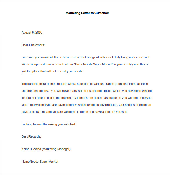 Marketing Letter Template - 44+ Word, Excel PDF Documents Download