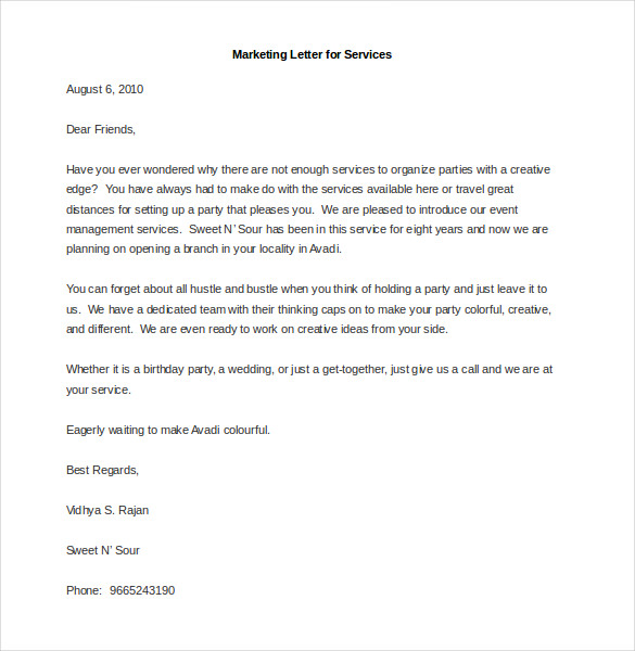 Marketing Letter Template - 44+ Word, Excel PDF Documents Download