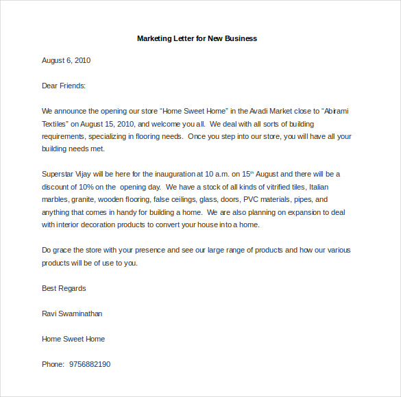 Marketing Letter Template - 44+ Word, Excel PDF Documents Download