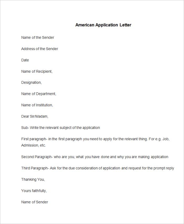 Free 93 Best Application Letter Templates & Samples - PDF, DOC