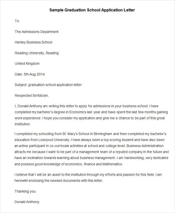 Application Letter School Sample School Admission Re Letter