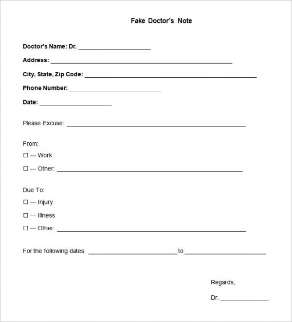 Free Doctors Note Template For Work School In Pdf Word Fake Urgent 
