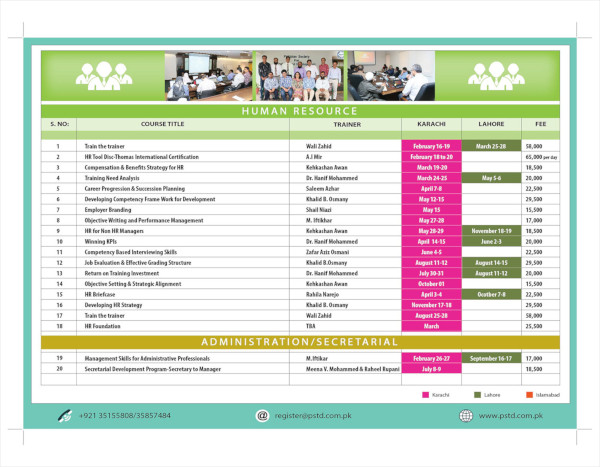 Training Calendar Template - 42+ Word, PDF, PSD Documents Download