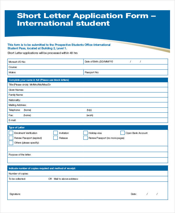 94+ Best Free Application Letter Templates & Samples - PDF, DOC | Free ...