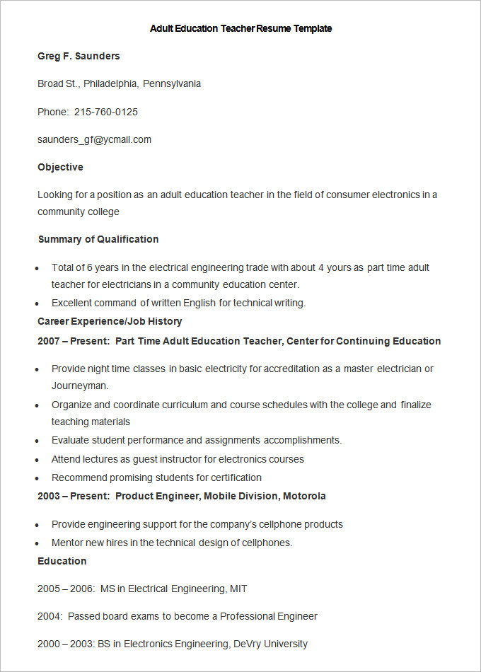 Free 18+ Teacher Resume Templates, PDF, DOC, Pages, Publisher