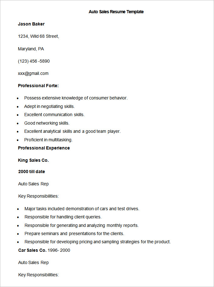 Sales Resume Template – 41+ Free Samples, Examples, Format Download!