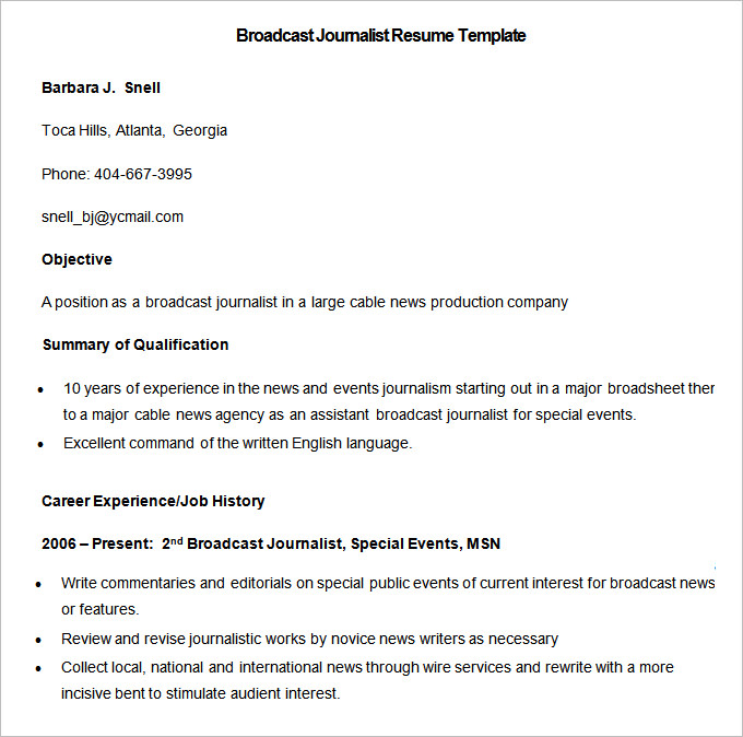 Media Resume Template – 31+ Free Samples, Examples, Format Download!