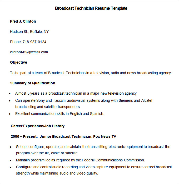 Media Resume Template – 31+ Free Samples, Examples, Format Download!