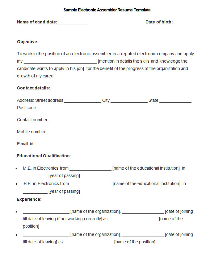 Manufacturing Resume Template – 26+ Free Samples, Examples, Format ...