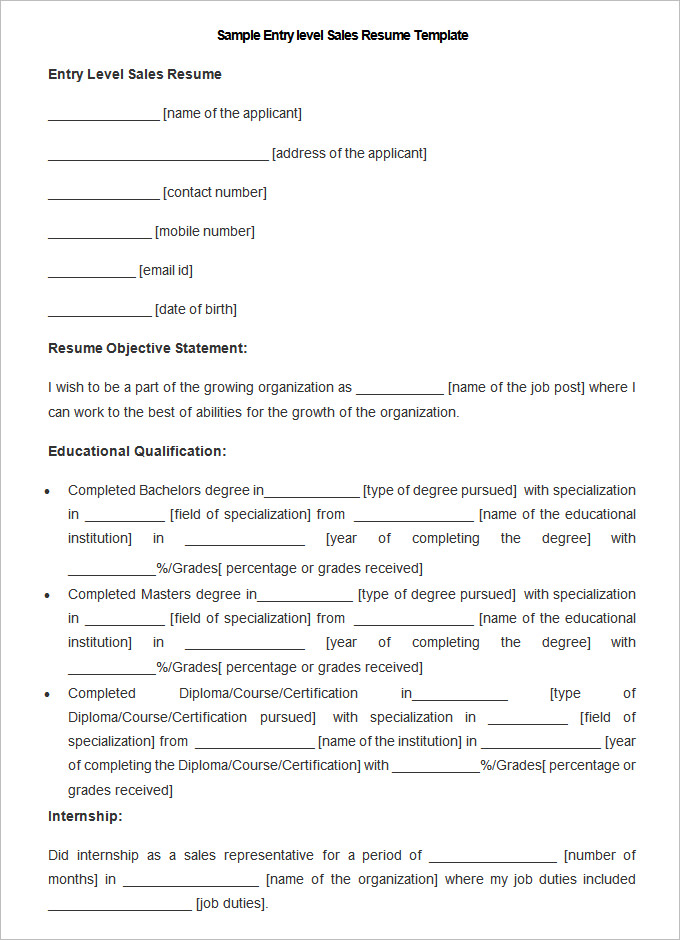 Sales Resume Template – 41+ Free Samples, Examples, Format Download!