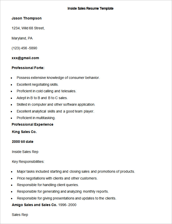 Sales Resume Template 41 Free Samples Examples Format Download 