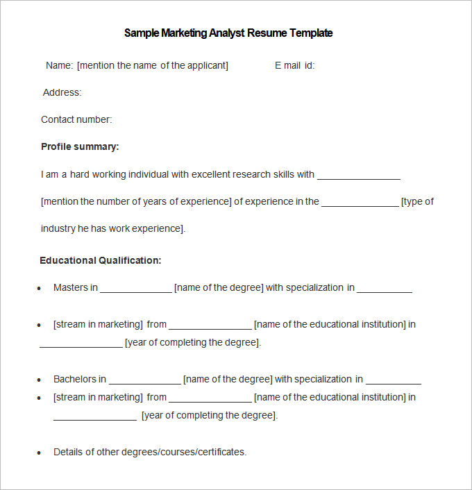 Marketing Resume Template – 37+ Free Samples, Examples, Format Download!