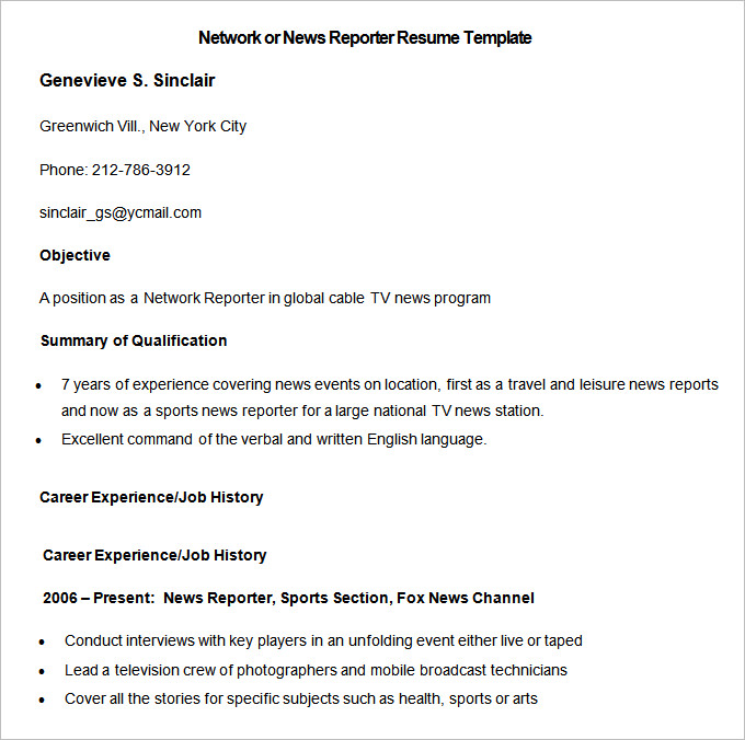 Media Resume Template – 31+ Free Samples, Examples, Format Download!