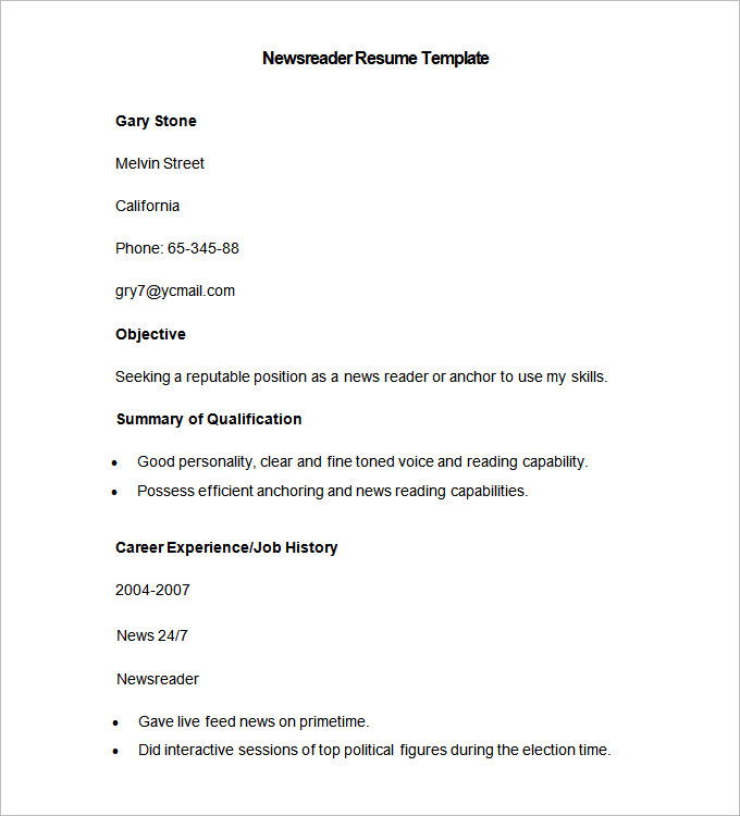 Media Resume Template – 31+ Free Samples, Examples, Format Download!